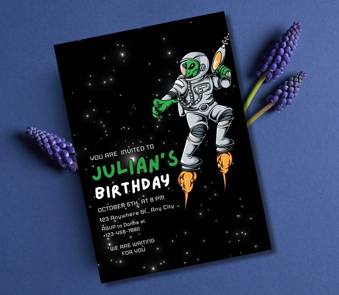 Outer Space First Birthday Invitation First Trip Around the Sun Invite ...