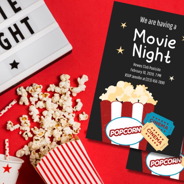 Popcorn Invitation - Etsy