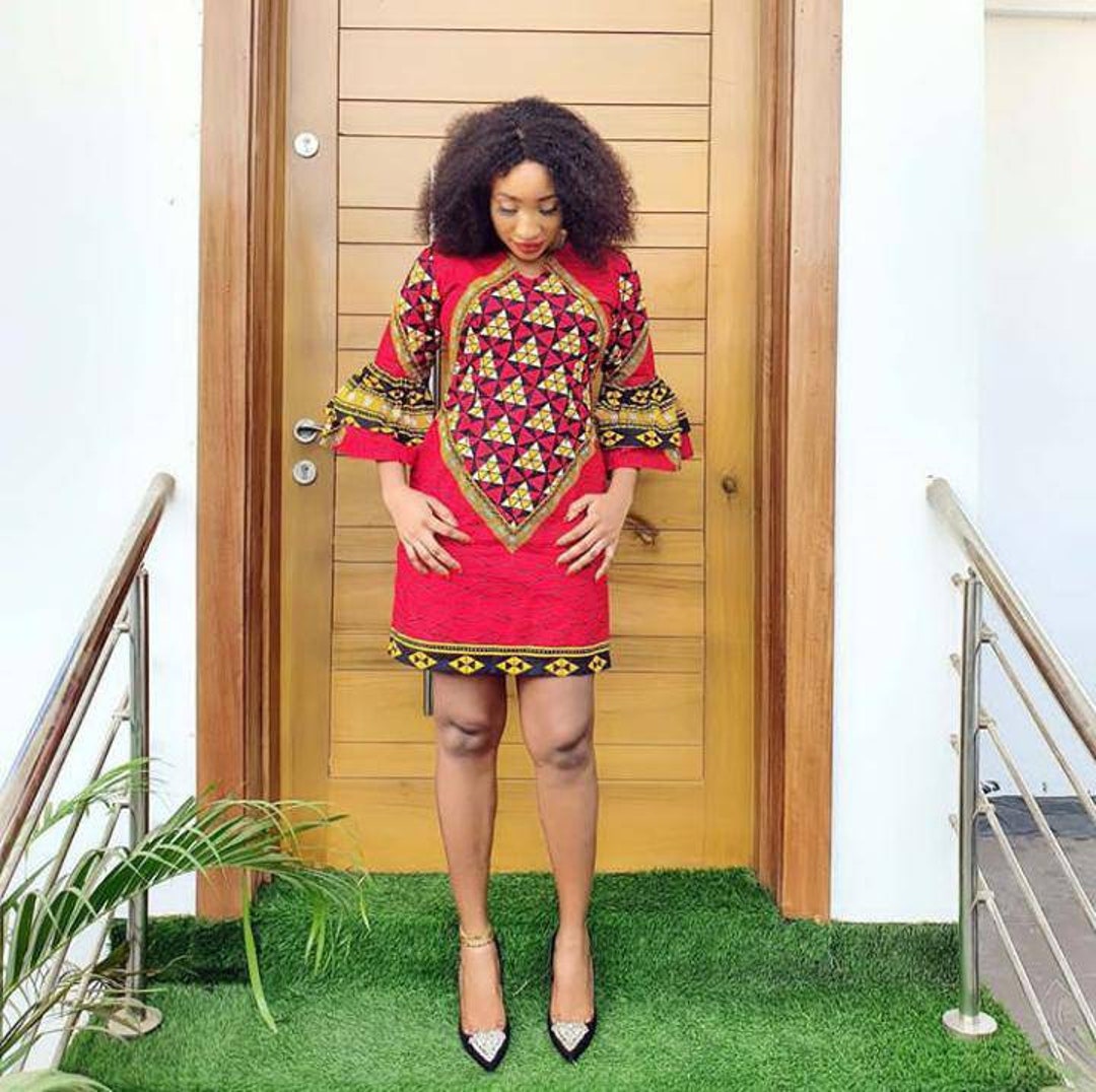 Simi African Print Short Dress / African Print Dress for Women / Prom ...
