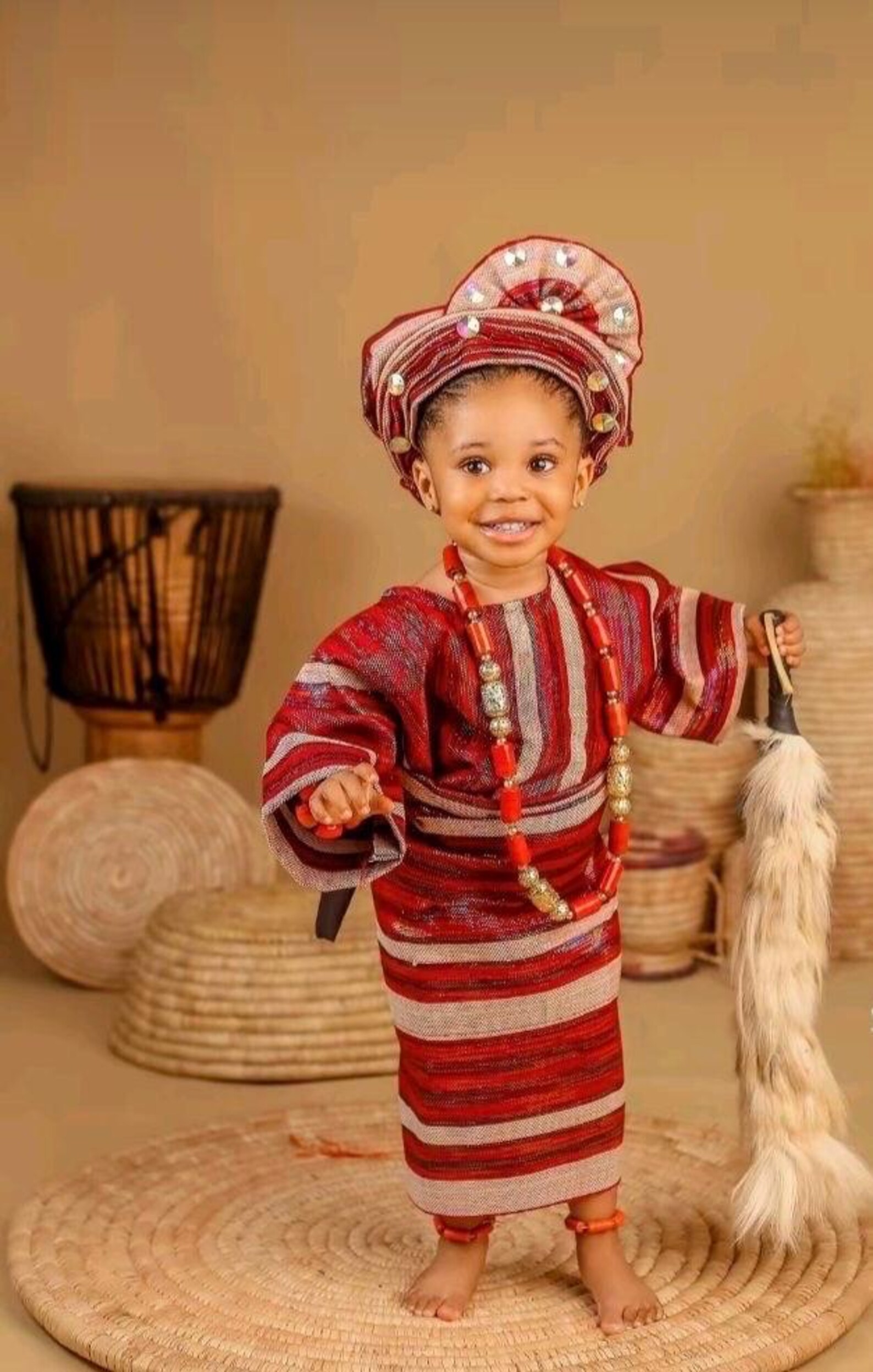 ASOOKE Outfits for Little Girls, African Attire for Kids, Asooke Iro ...