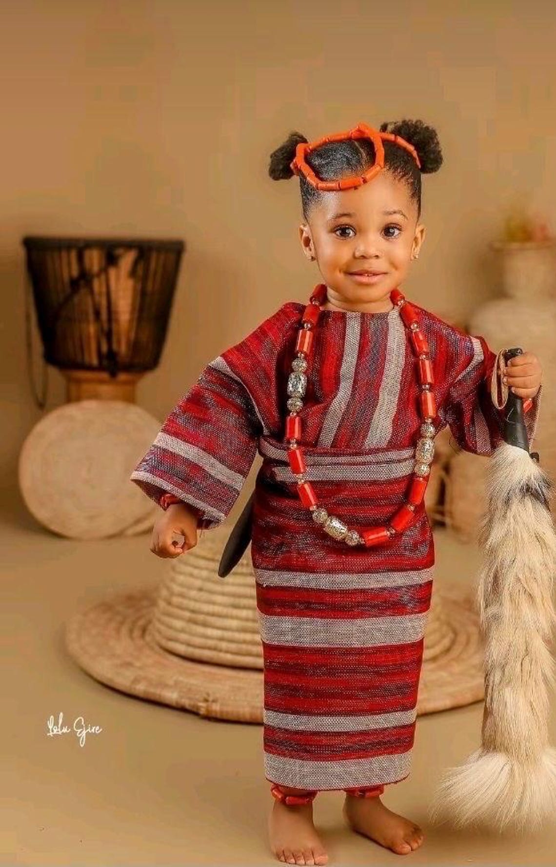 ASOOKE Outfits for Little Girls, African Attire for Kids, Asooke Iro ...