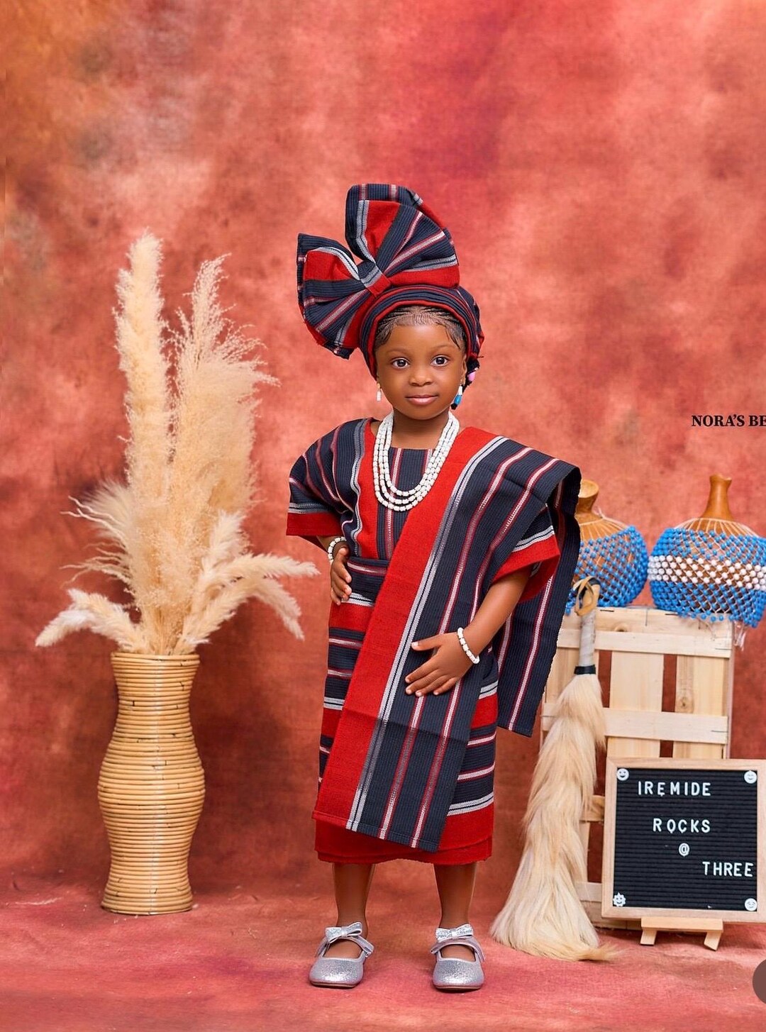 ASOOKE Outfits for Little Girls , African Attire for Kids, Asooke Iro ...