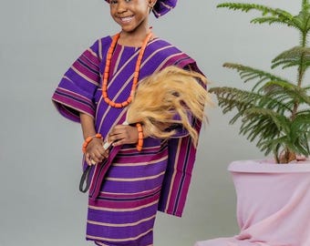 ASOOKE Outfits for Little Girls , African Attire for Kids, Asooke Iro ...
