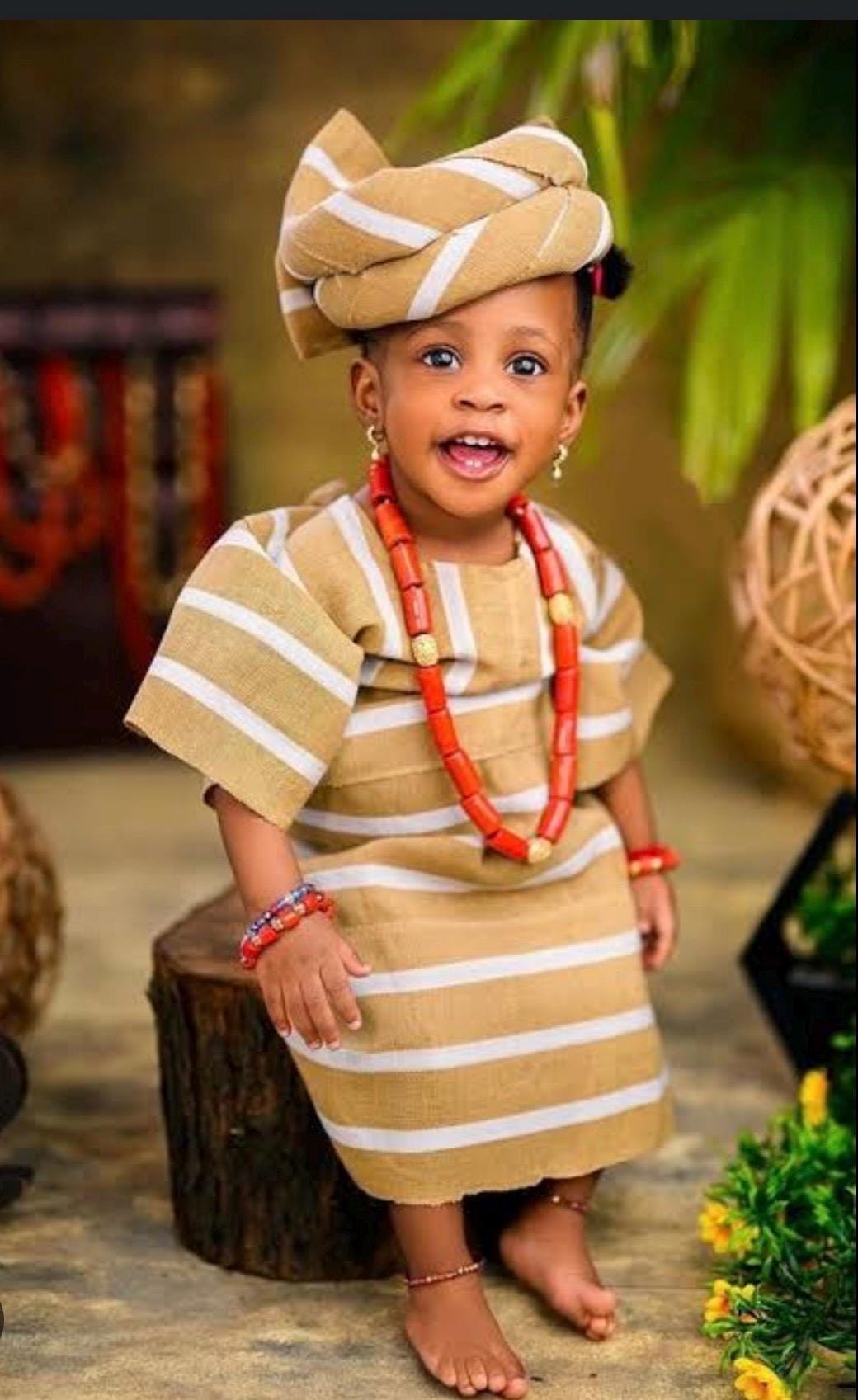 ASOOKE Outfits for Little Girls, African Attire for Kids, Asooke Iro ...