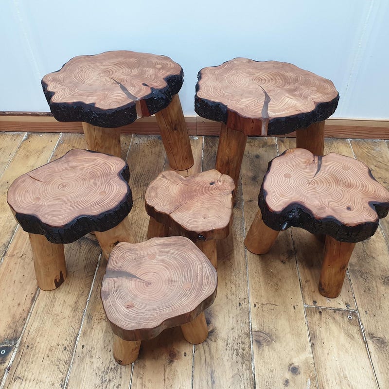 Rustic Wood Tripod Stool - Etsy UK