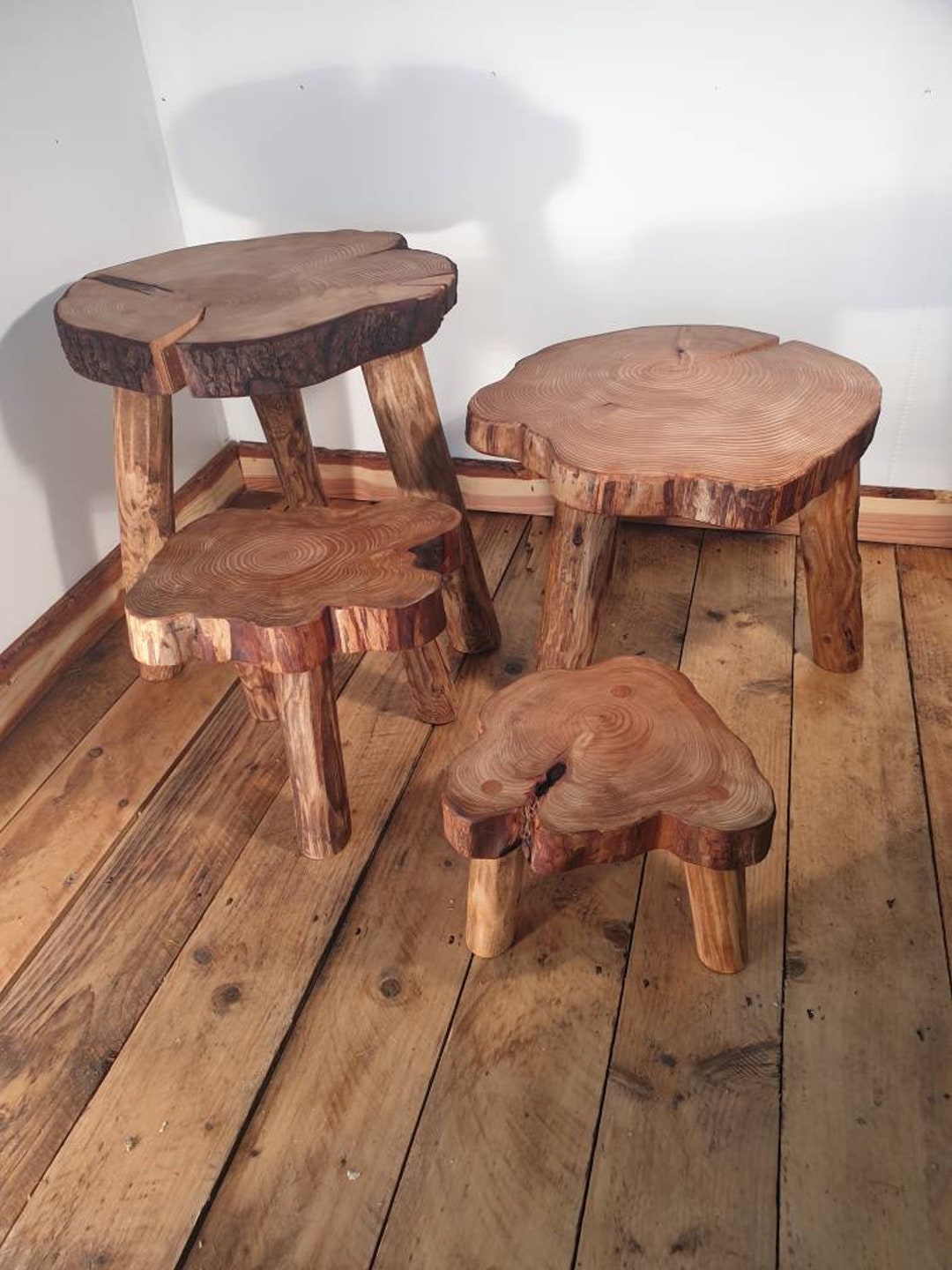 Rustic Log-ring Stool: Unique Handmade Furniture With Country - Etsy UK