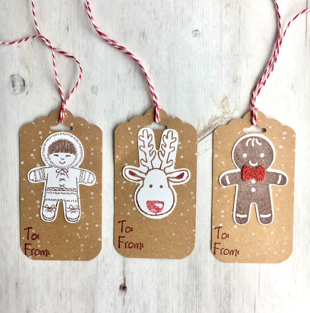 Set of 6 Gift Tags, Christmas Tags, Rustic Gift Tags, Gingerbread Men ...