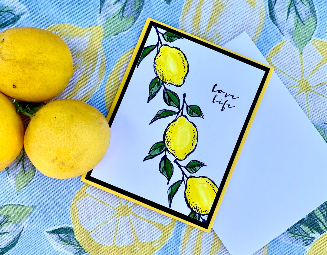 Lemon Greeting Card: Blank Note Card With Envelope - Etsy