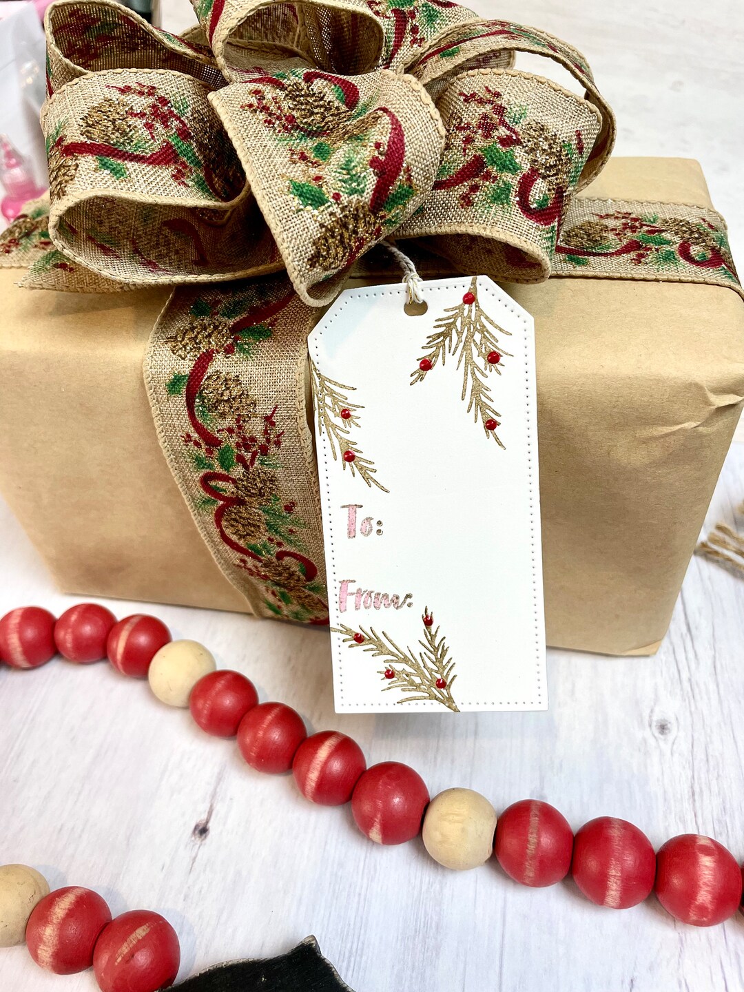 Set of 4 Gift Tags, Christmas Gift Tags, Xmas Gift Tags, Tags, Rustic ...