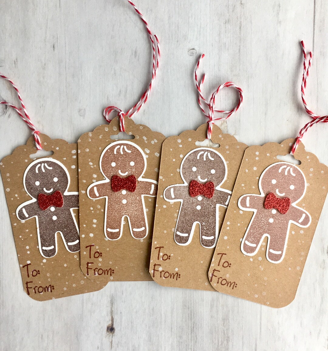 Handmade Gingerbread Men Gift Tags: Rustic Holiday Set of 4 - Etsy