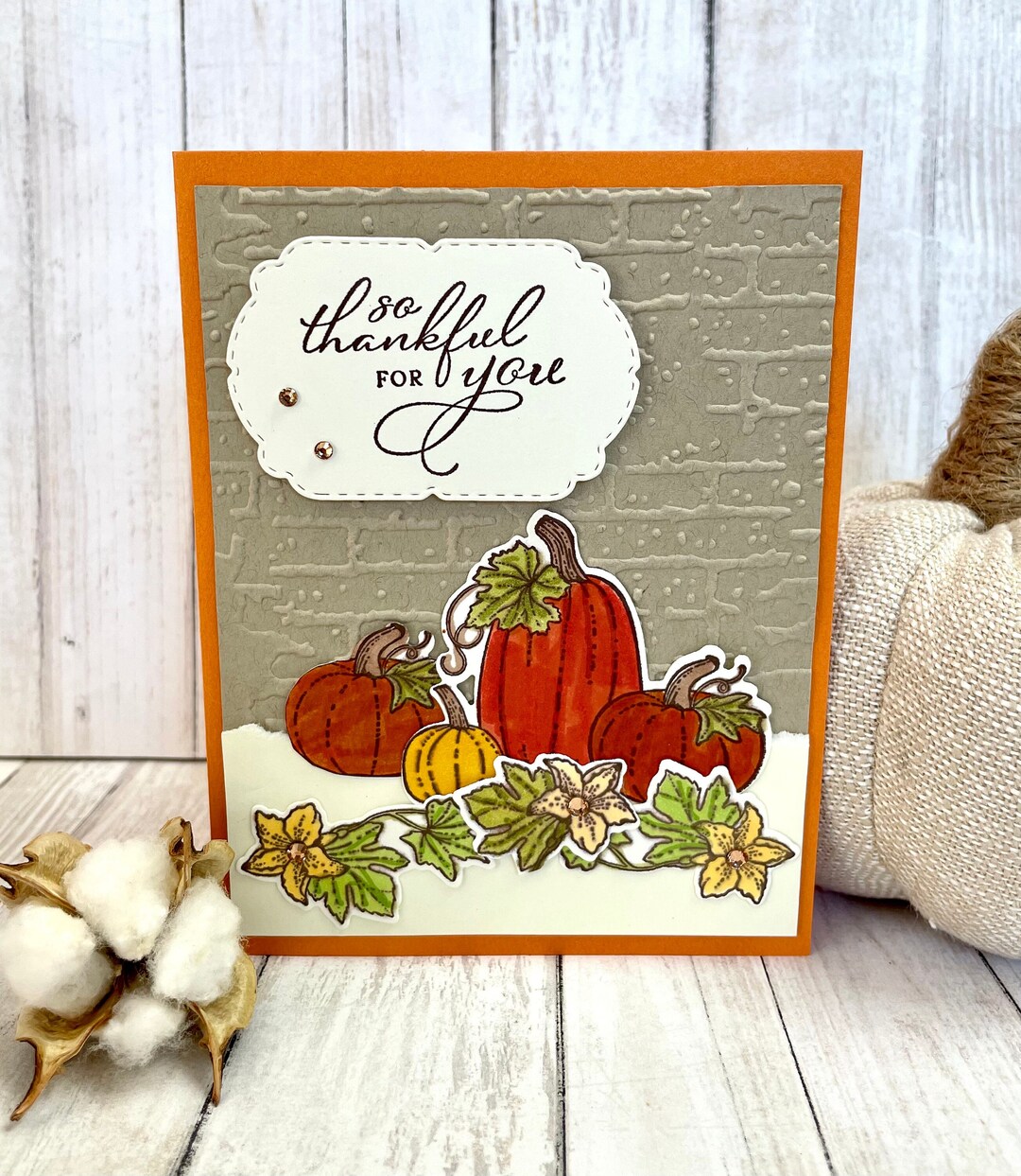 Thanksgiving Cards, Holiday Card, Handmade Thanksgiving Card, Pumpkin ...