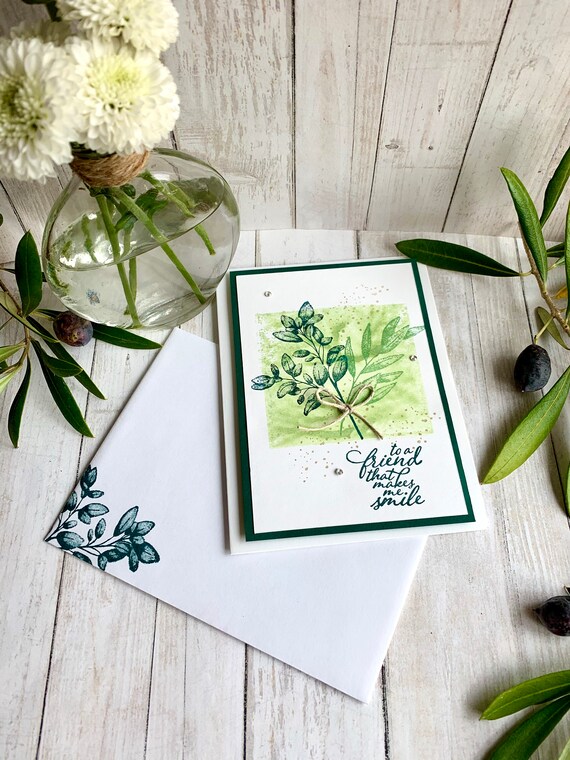 Olives Ferns Friendship Cards Greenery Handmade Cards | Etsy