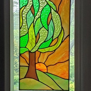 Stained Glass Tree in Sunset - Etsy