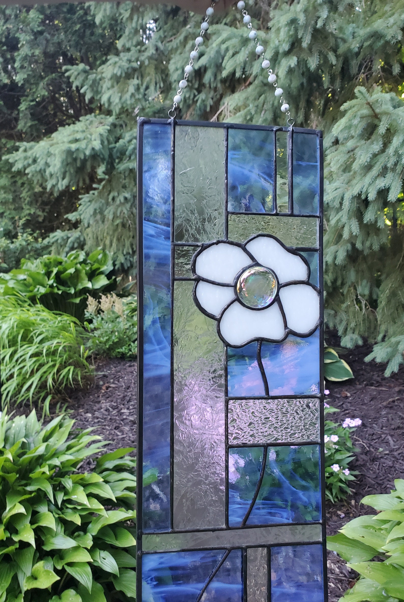 Flower Art Stained Glass Panel - Etsy