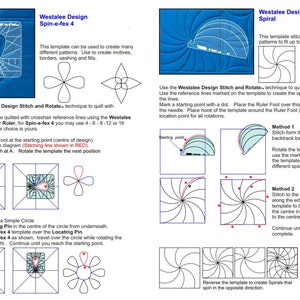 Westalee Template Sampler Set for Longarm 6 Acrylic Instruction Booklet ...