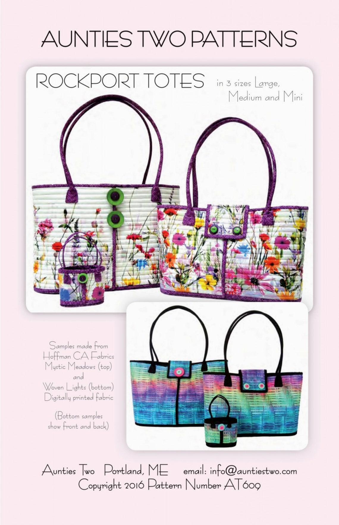 Rockport Totes *bag Sewing Pattern - 3 Sizes* From: Aunties Two ...