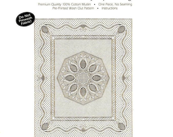 Feathered Pineapple in WHITE Muslin * Pre-printed Wholecloth Quilt Top ...