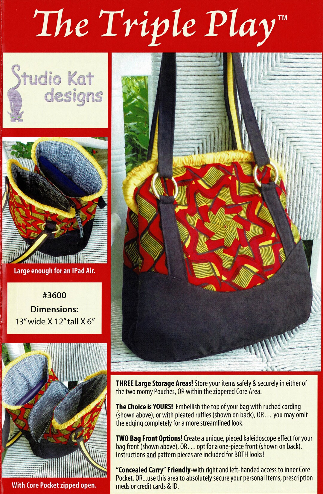The Triple Play *conceal Carry Purse - Sewing Pattern* From: Studio Kat ...