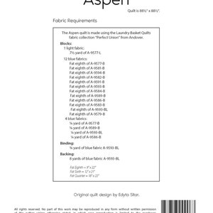 Aspen *pieced Quilt Pattern* By: Edyta Sitar - for Laundry Basket ...