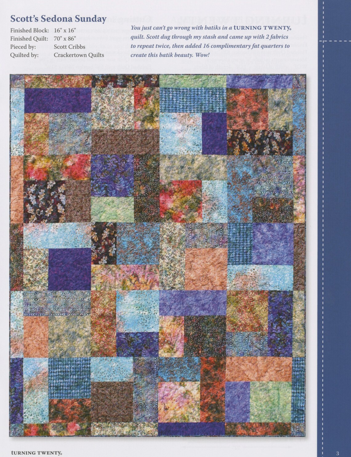 Turning Twenty *the Original Quilt Pattern - Book 1* By: Tricia Cribbs ...