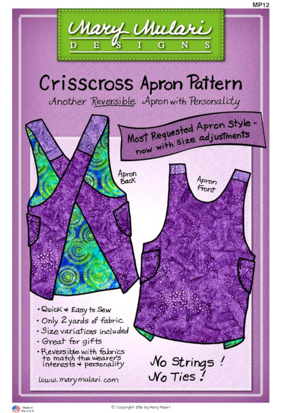 Crisscross Apron Pattern *includes Size Adjustments* From: Mary Mulari Designs MP12 - Etsy