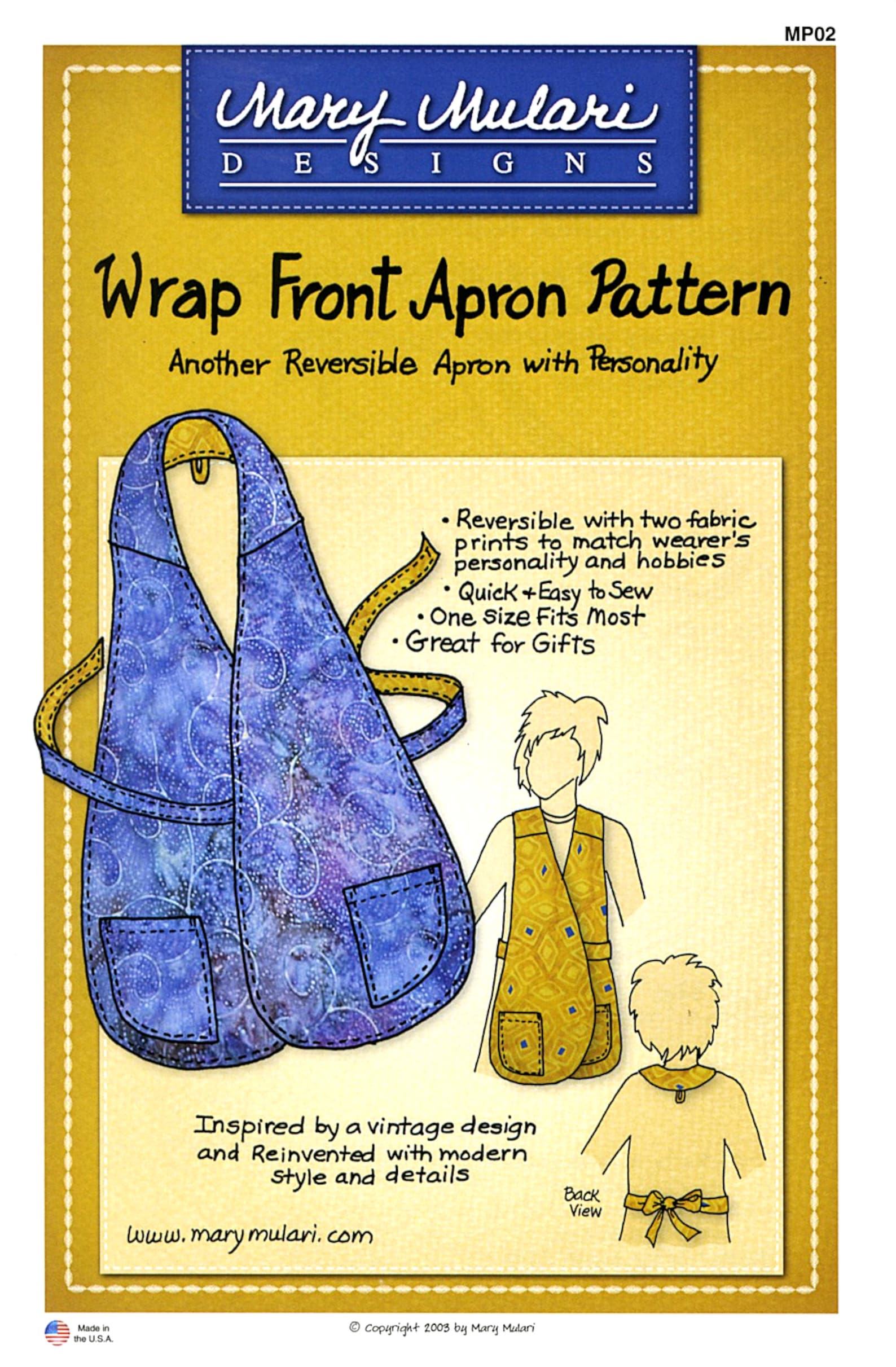 Wrap Front Apron Pattern *one Size Fits Most* From: Mary Mulari Designs ...