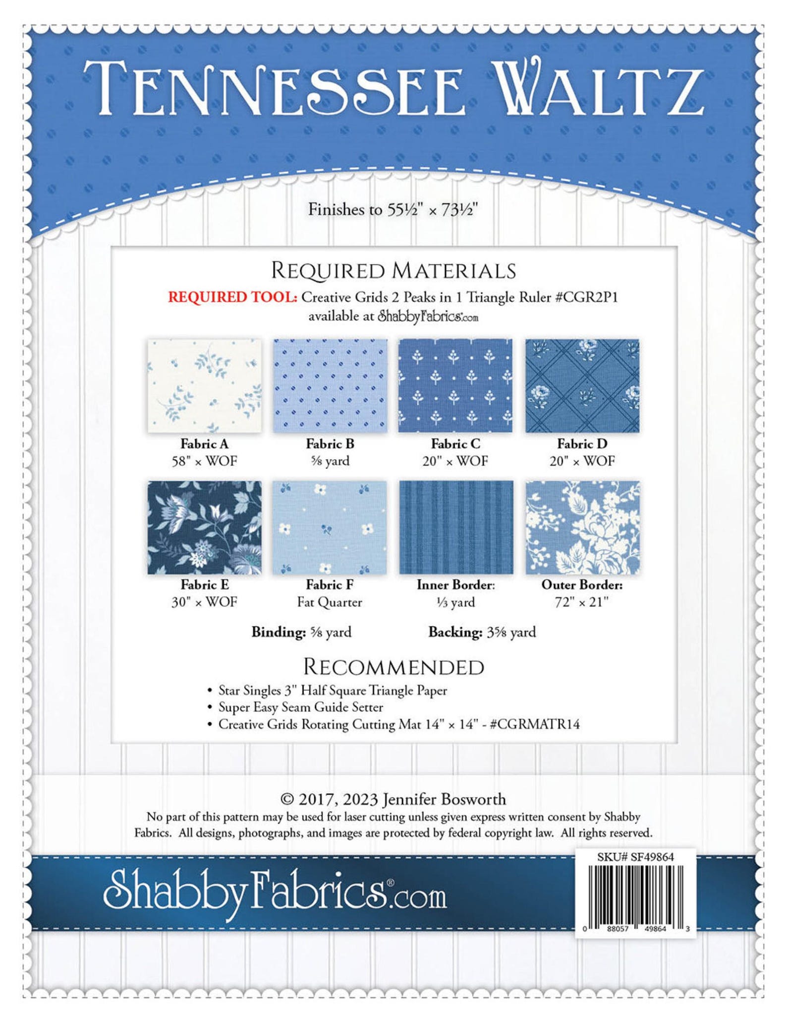 Tennessee Waltz *quilt Pattern* By: Jennifer Bosworth - Shabby Fabrics ...