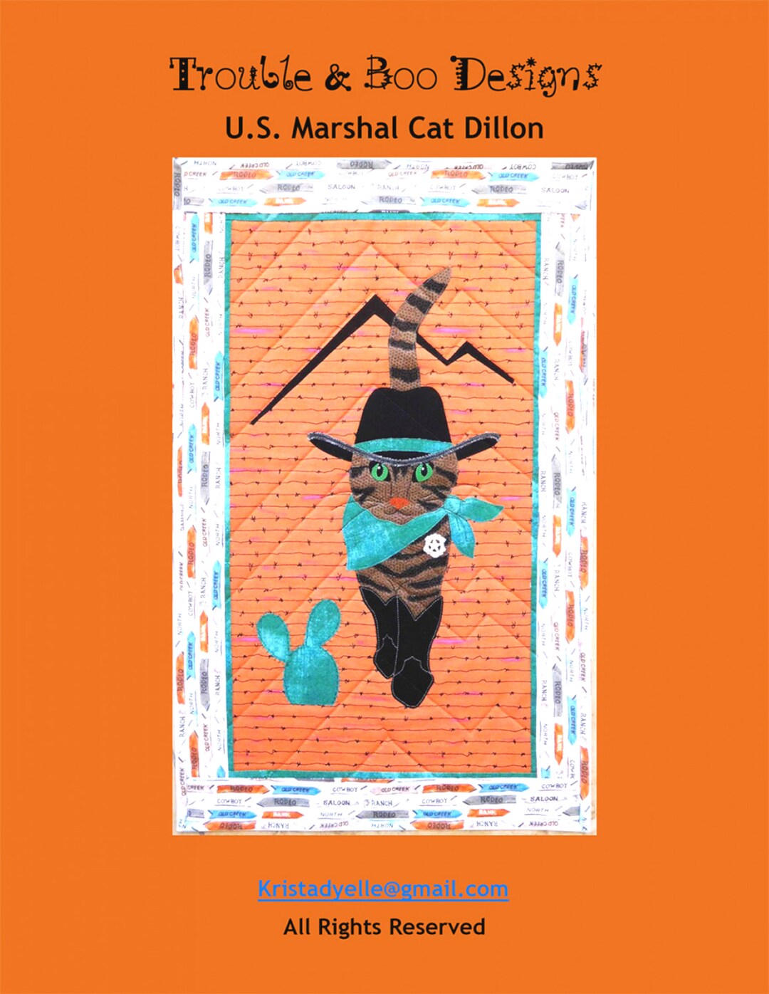 U.S. Marshal Cat Dillon *wall Hanging Quilt Pattern* From: Trouble ...