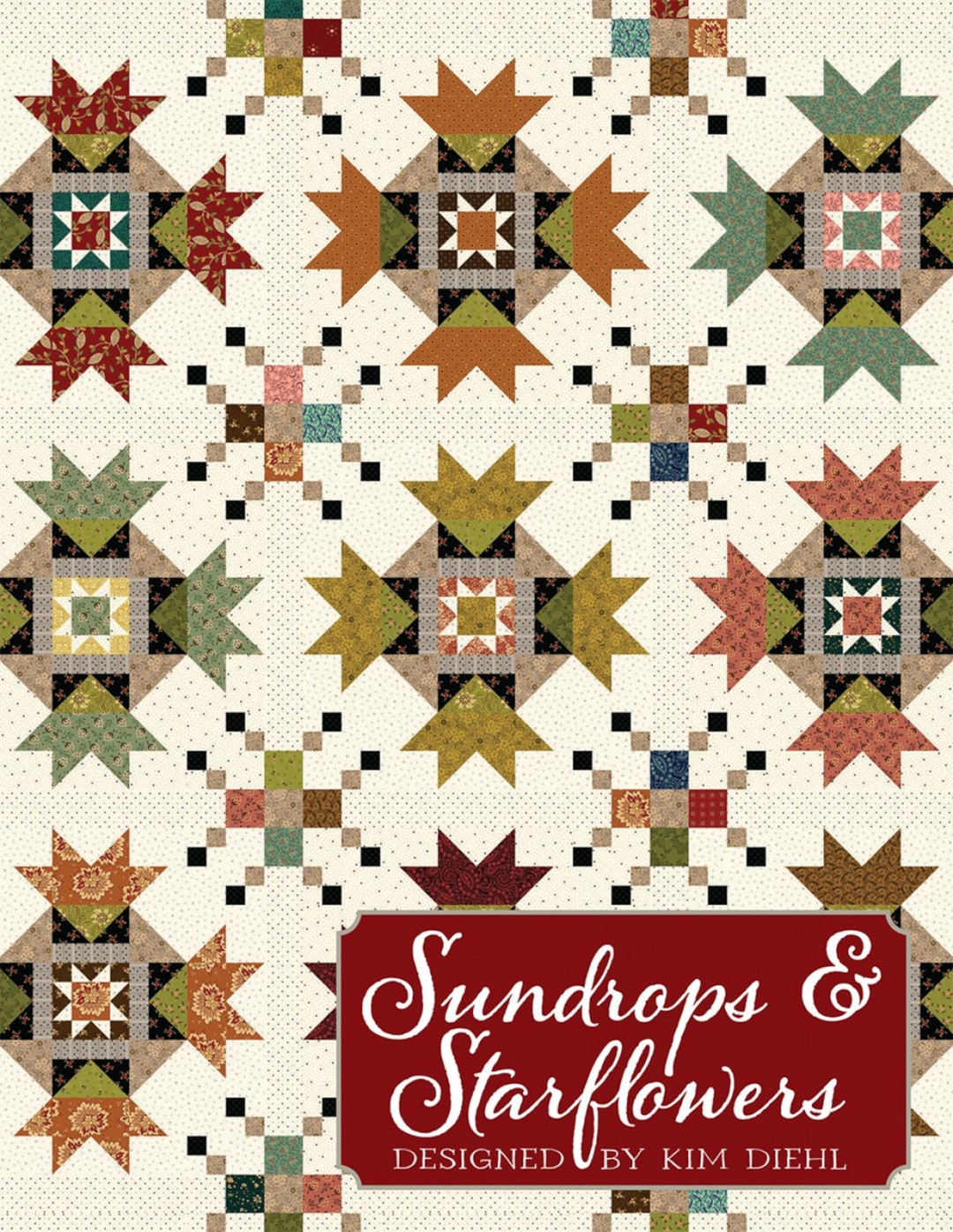 Sundrops & Starflowers * Pieced Quilt Pattern * Log Cabin and Stars ...