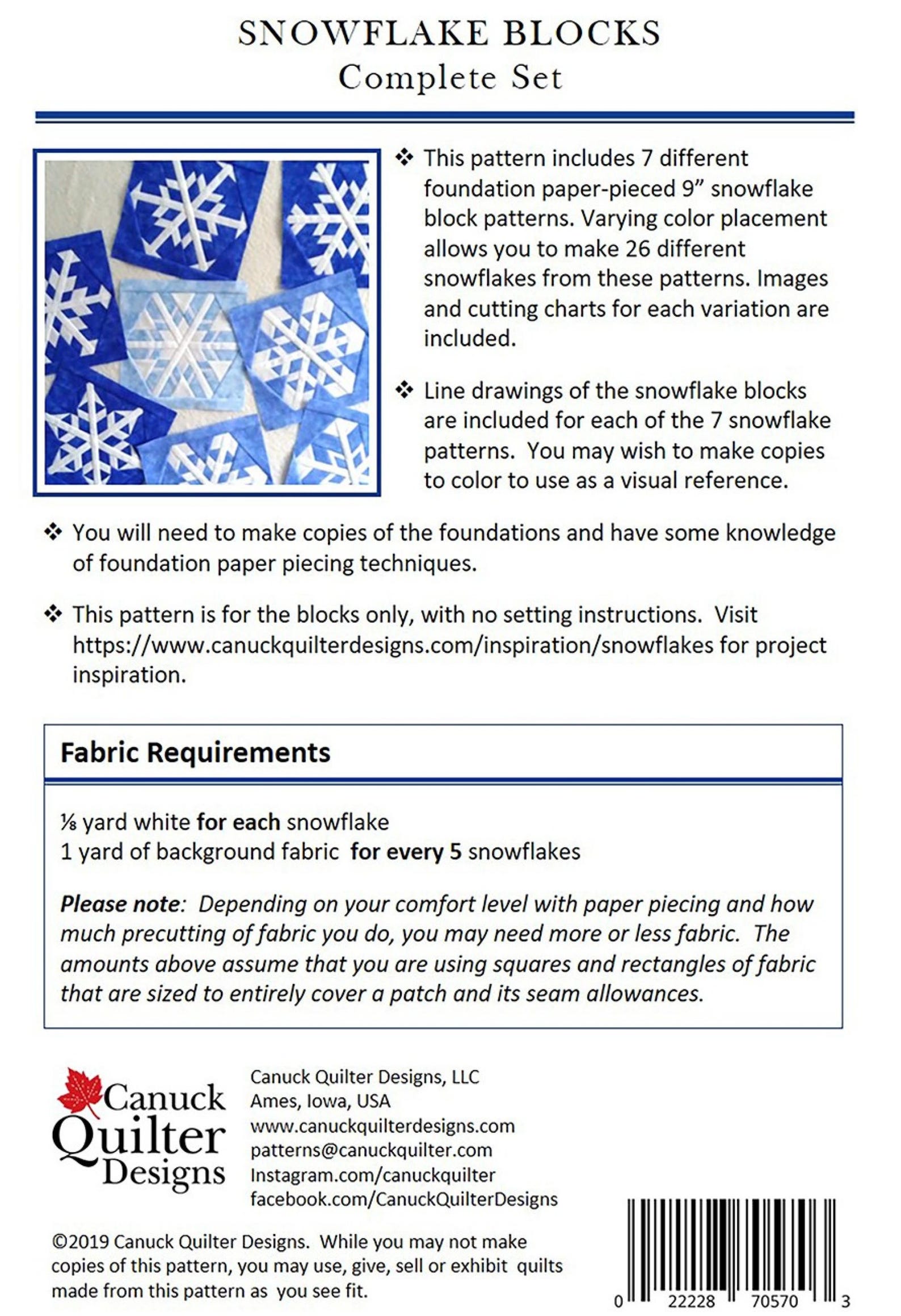 Snowflake Blocks - Complete Set*foundation Paper-pieced 9" Snowflake ...