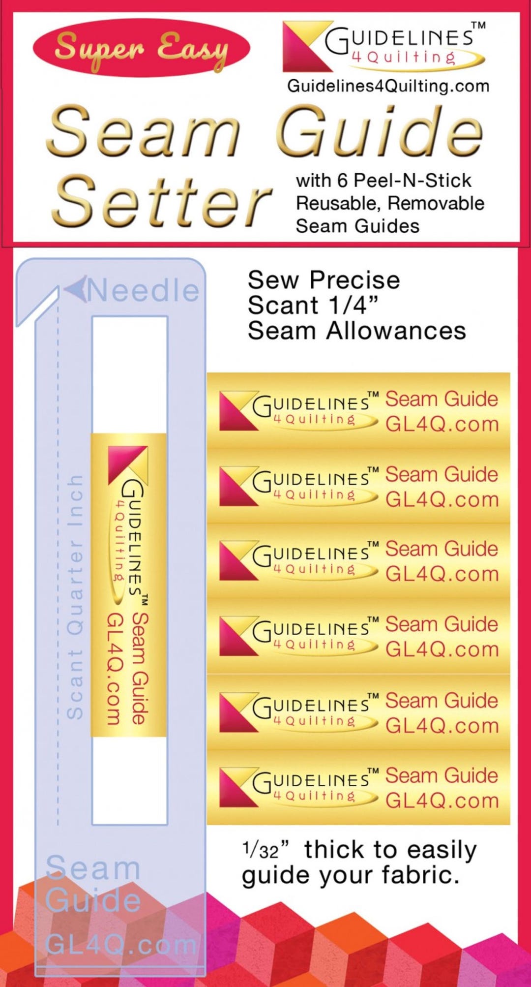 Seam Guide Setter * Sew Precise Scant 1/4 Inch Seam* Removable Seam ...