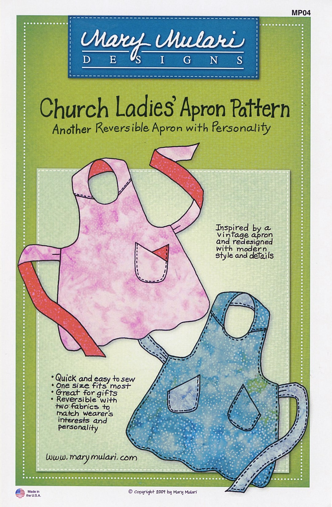 Church Ladies *apron Pattern* A Reversible Apron With Personality - One ...