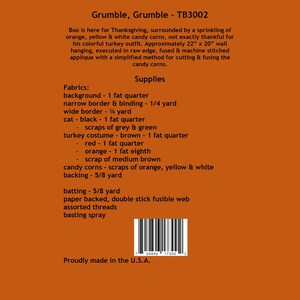 Grumble, Grumble *wall Hanging Quilt Pattern* From: Trouble & Boo ...