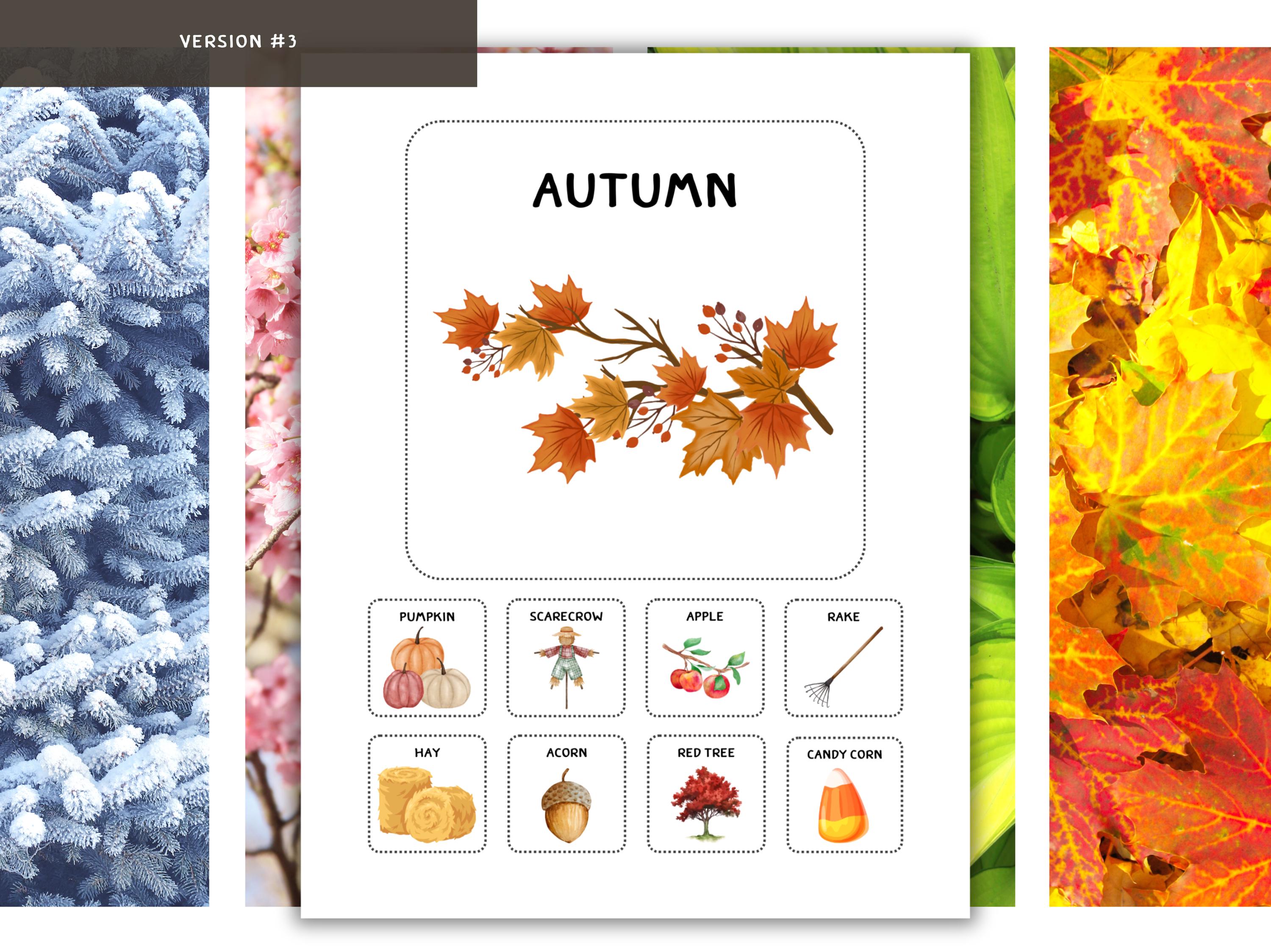 Four Seasons Matching Game Printable: Toddler Learning Cards (digital ...