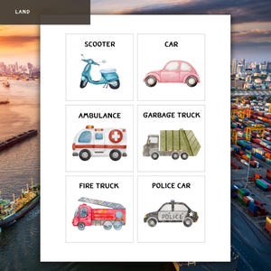 Transportation Sorting Cards Printable: Montessori Vehicle Matching ...