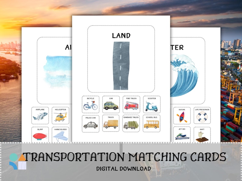 Transportation Matching Game for Toddlers | Printable Vehicle Sorting ...