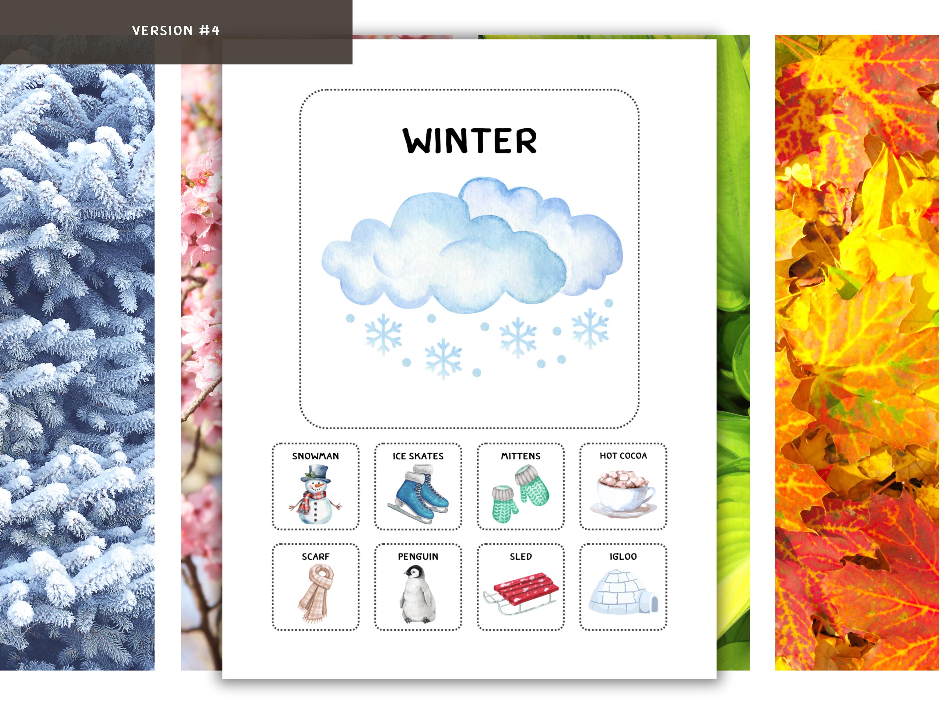 Four Seasons Matching Game Printable: Toddler Learning Cards (digital ...