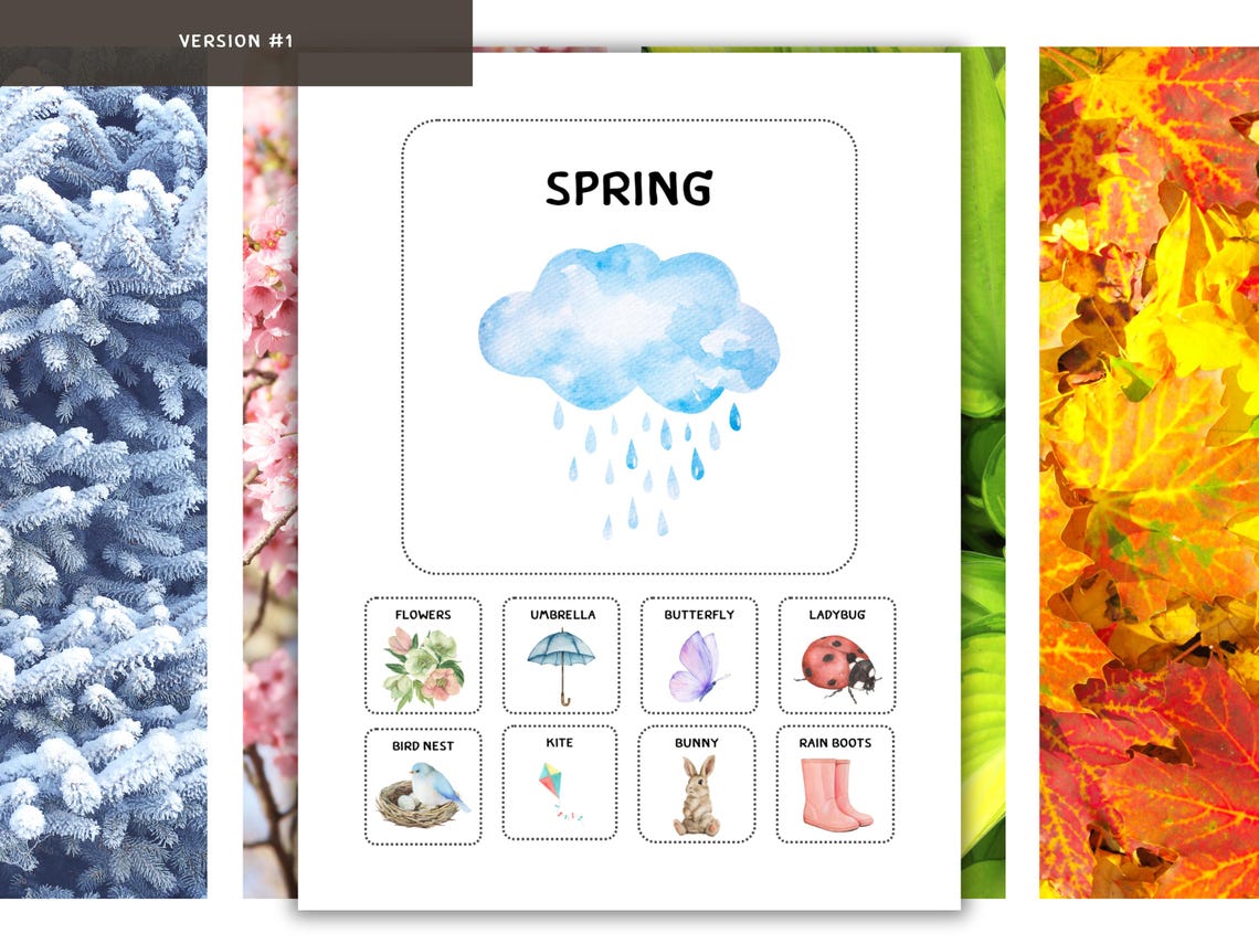 Four Seasons Matching Game Printable: Toddler Learning Cards (digital ...