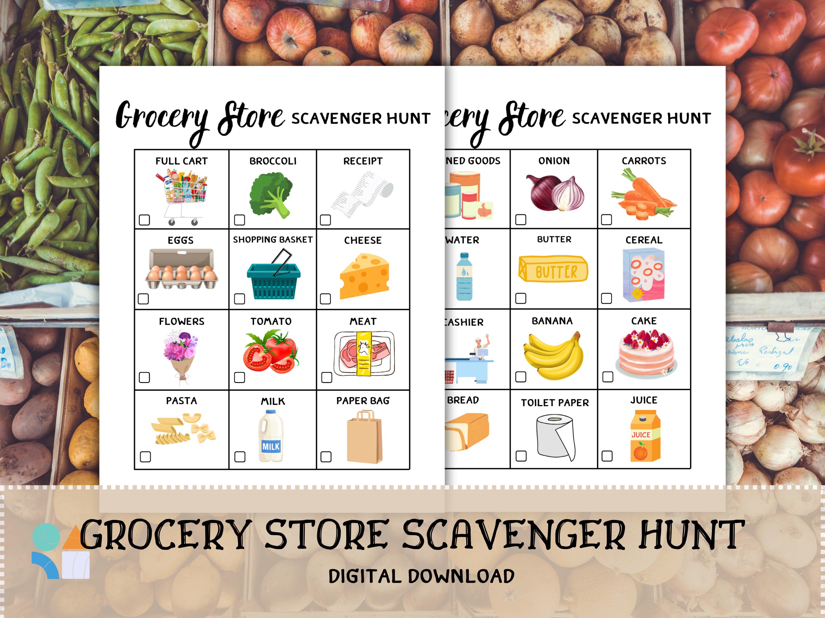 Grocery Store Scavenger Hunt Printable | Shopping Game for Kids ...