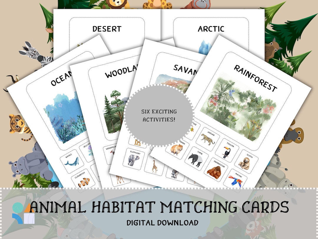 Animal Habitat Matching Game | Printable Educational Cards for Toddlers ...