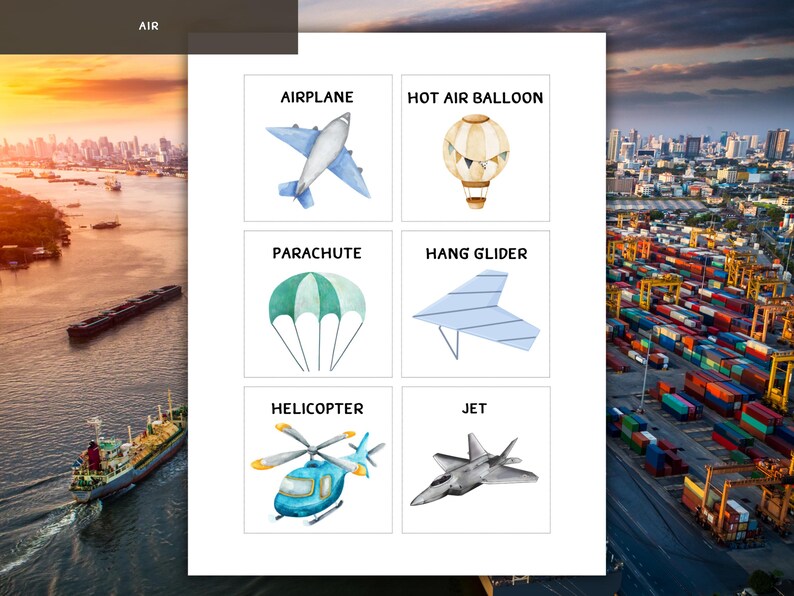 Transportation Sorting Cards Printable: Montessori Vehicle Matching ...