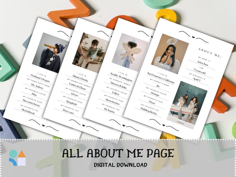 All About Me Worksheet Printable | Kids Name Age & Birthday Template ...