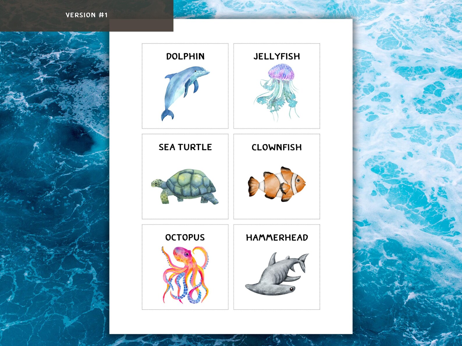 Ocean Flash Cards Printable: Montessori Sea Animals Learning (digital ...