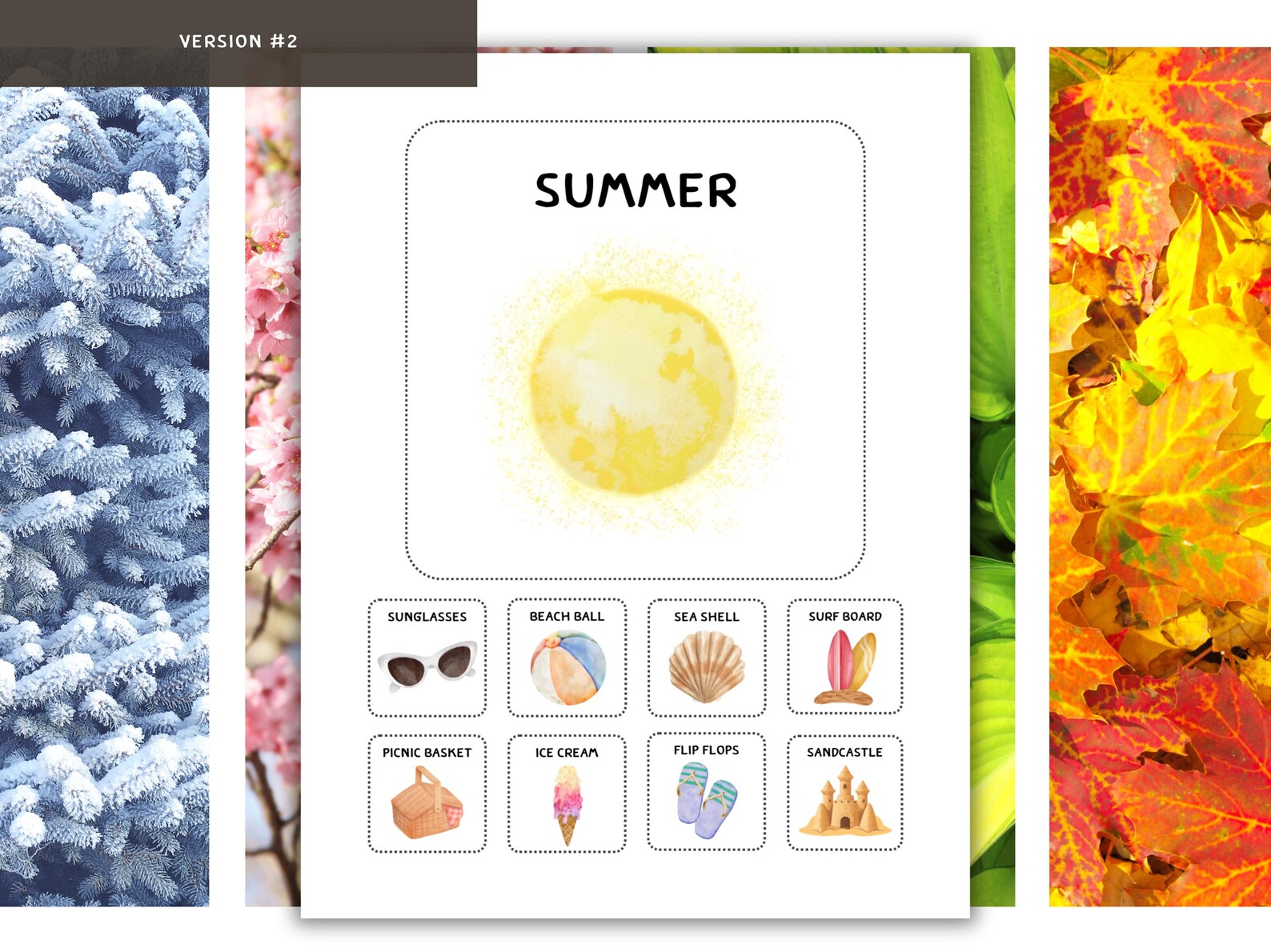 Four Seasons Matching Game Printable: Toddler Learning Cards (digital ...
