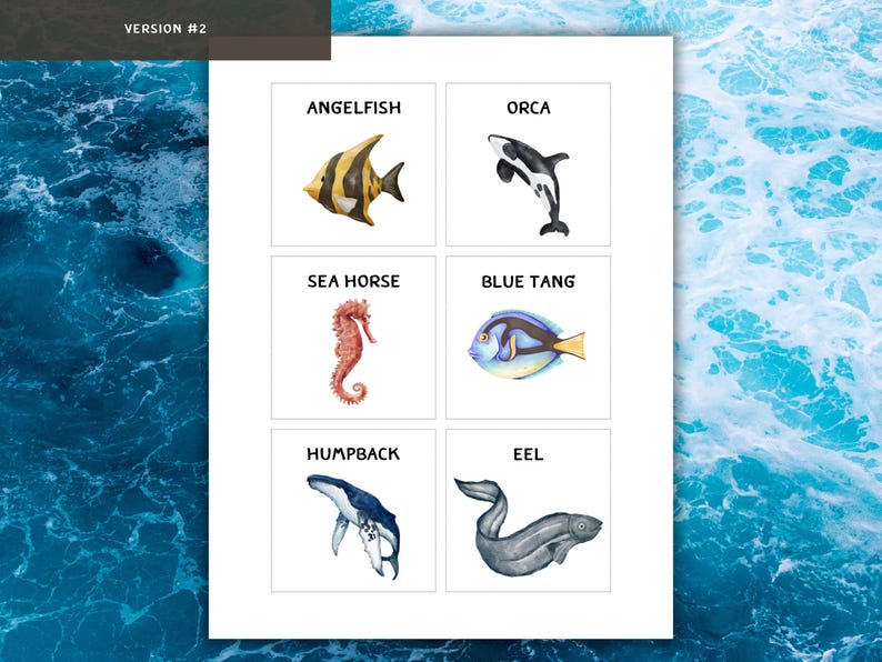 Ocean Flash Cards Printable: Montessori Sea Animals Learning (digital ...