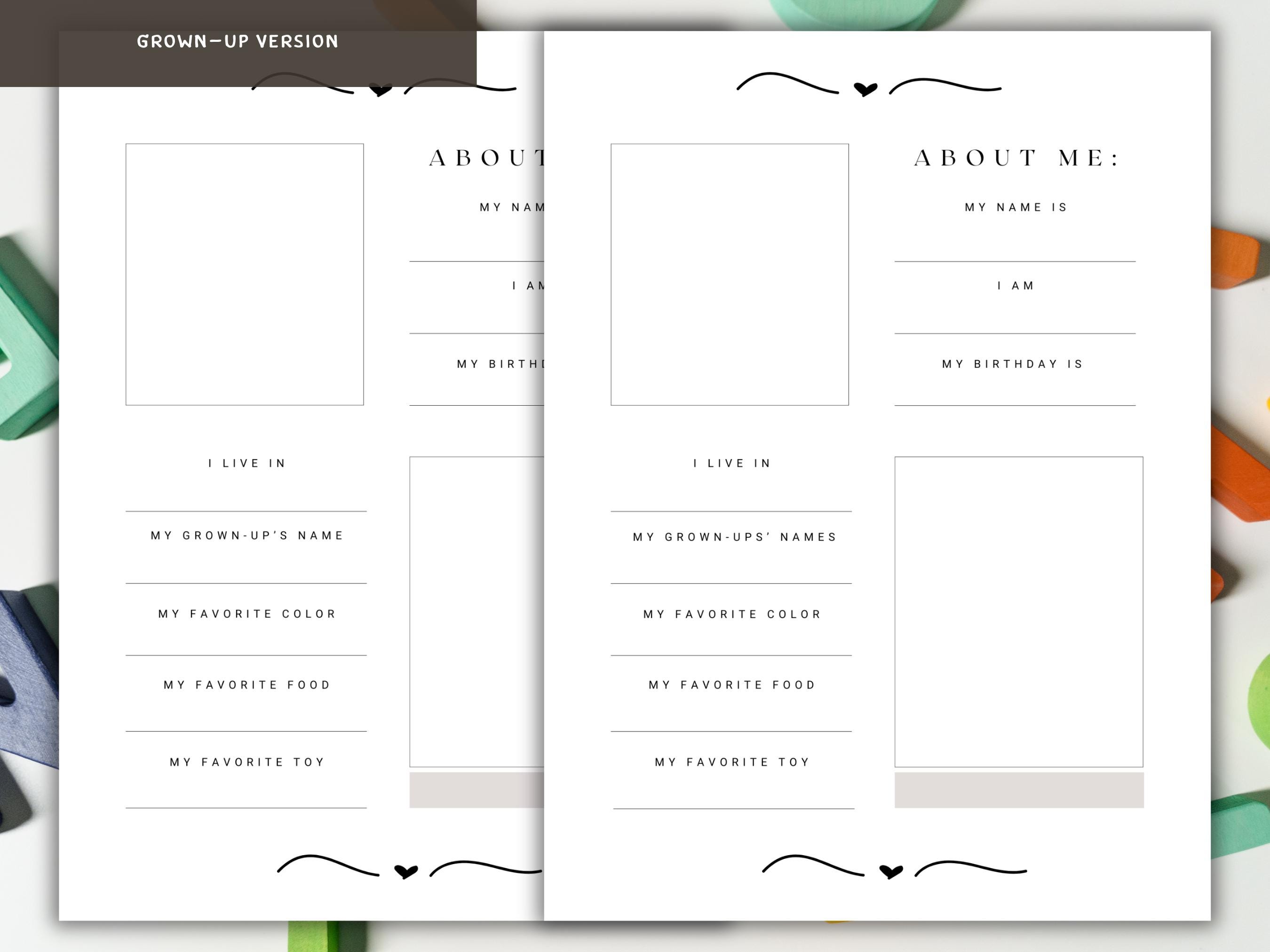All About Me Worksheet: Kids Name, Age & Birthday (PDF Printable) - Etsy
