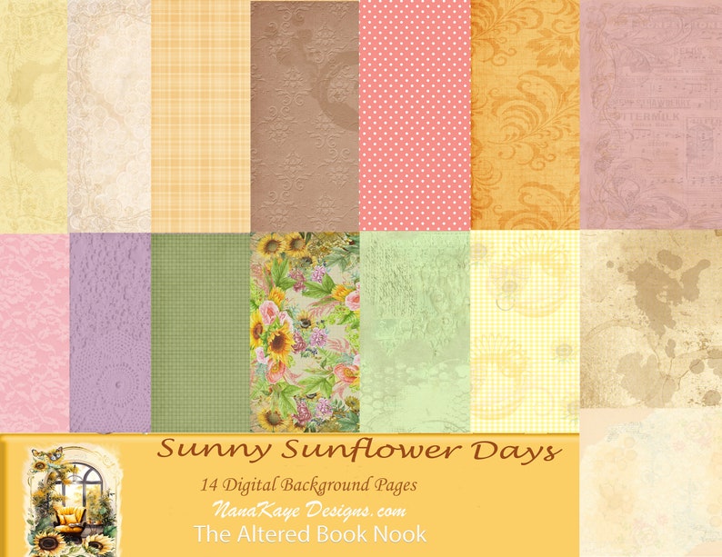 Sunny Sunflower Days Digital Journal Background Pages Kit - Etsy