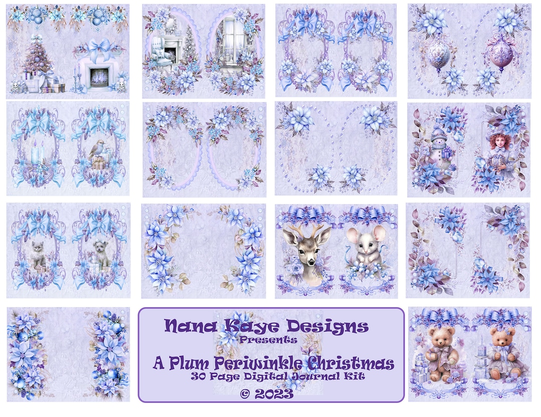 Plum Periwinkle Christmas Digital Journal Page Kit - Etsy