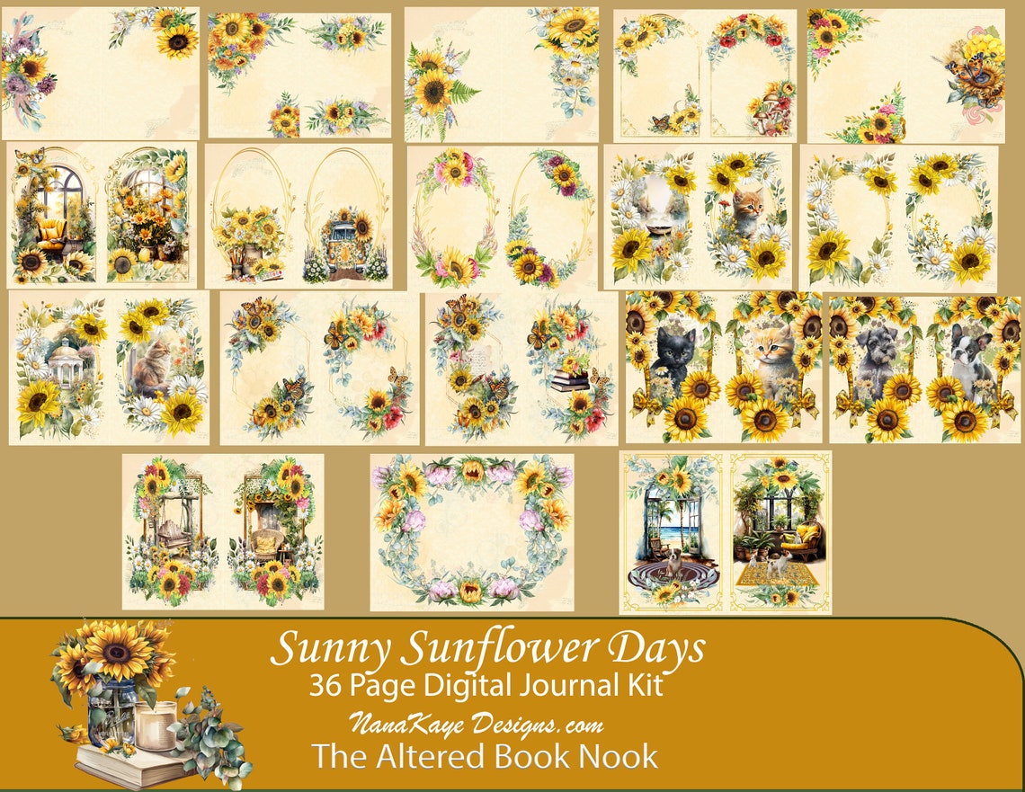 Sunny Sunflower Days" Digital Journal Kit, - Etsy