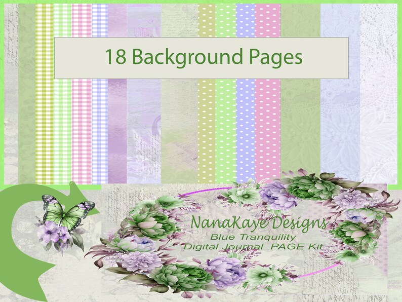 Green Tranquility Background Digital Journal Kit, Journal Kit 2 - Etsy